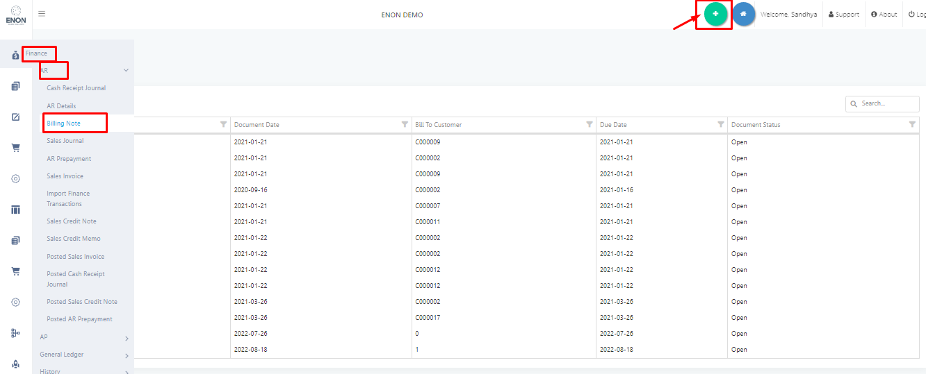 BILLING NOTES - ENON